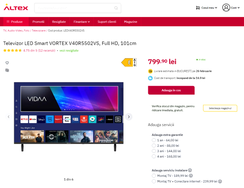 Top 4 televizoare Smart sub 800 lei la Altex: Imagine clară, preț bun, distracție garantată!