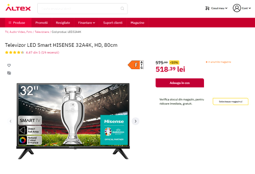 Top 4 televizoare Smart sub 800 lei la Altex: Imagine clară, preț bun ...